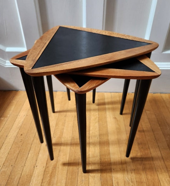 Set of 3 Triangular Nesting Tables by Arthur Umanoff – Cook Street Vintage