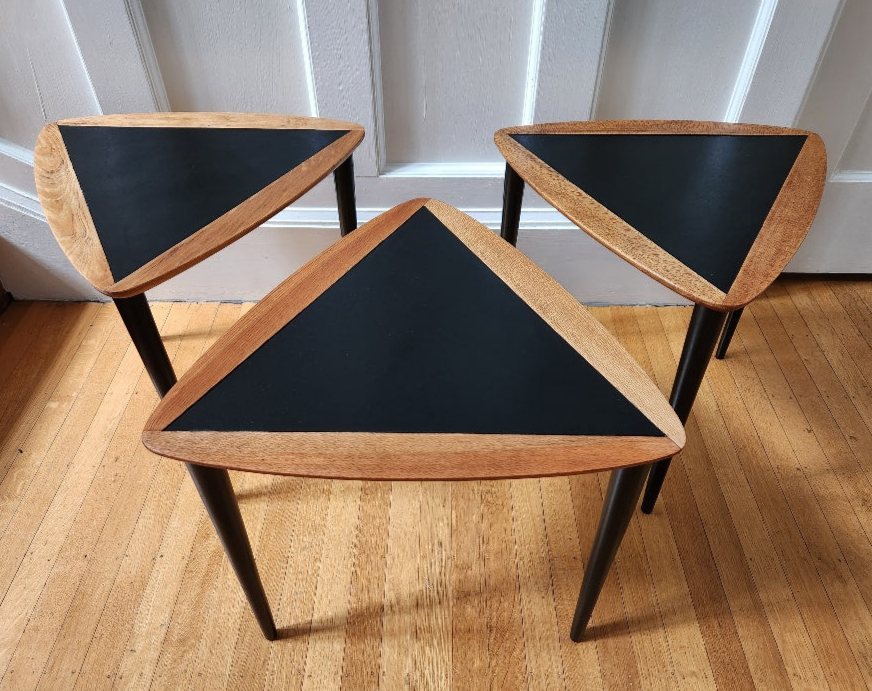 Set of 3 Triangular Nesting Tables by Arthur Umanoff – Cook Street Vintage
