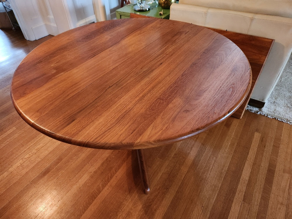 Solid Teak Round MCM Pedestal Table – Cook Street Vintage