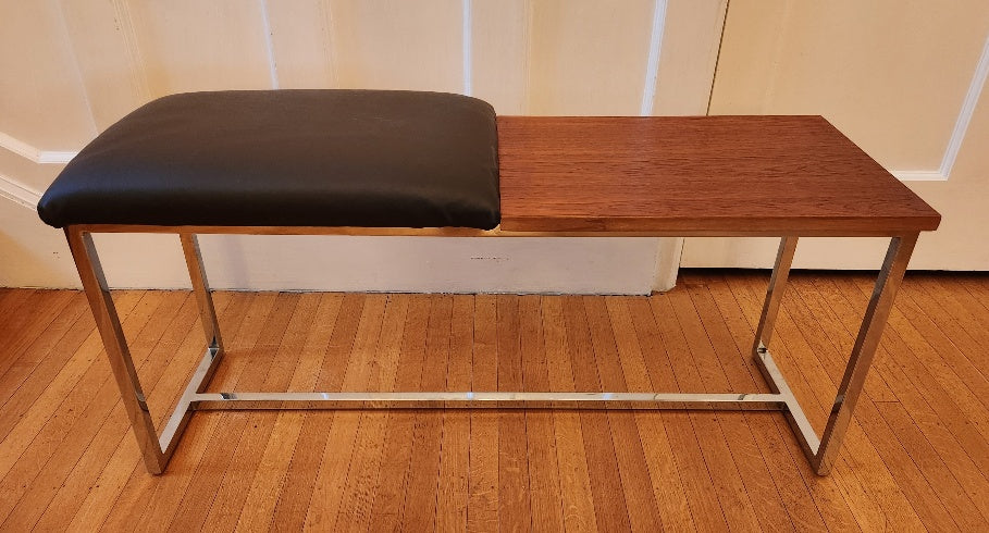 Modern Chrome and Teak Entry Bench – Cook Street Vintage