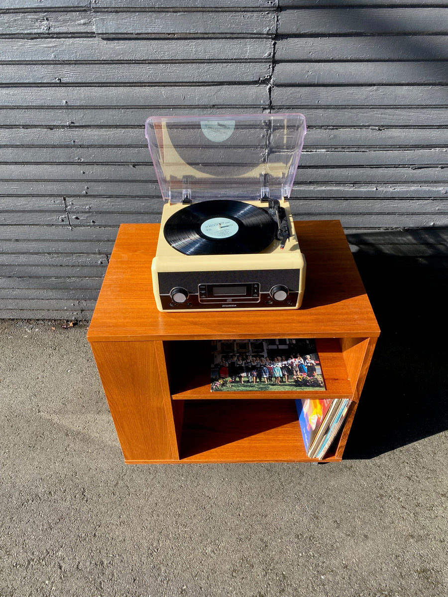 Teak Stereo and Vinyl Record Entertainment Shelf – Cook Street Vintage