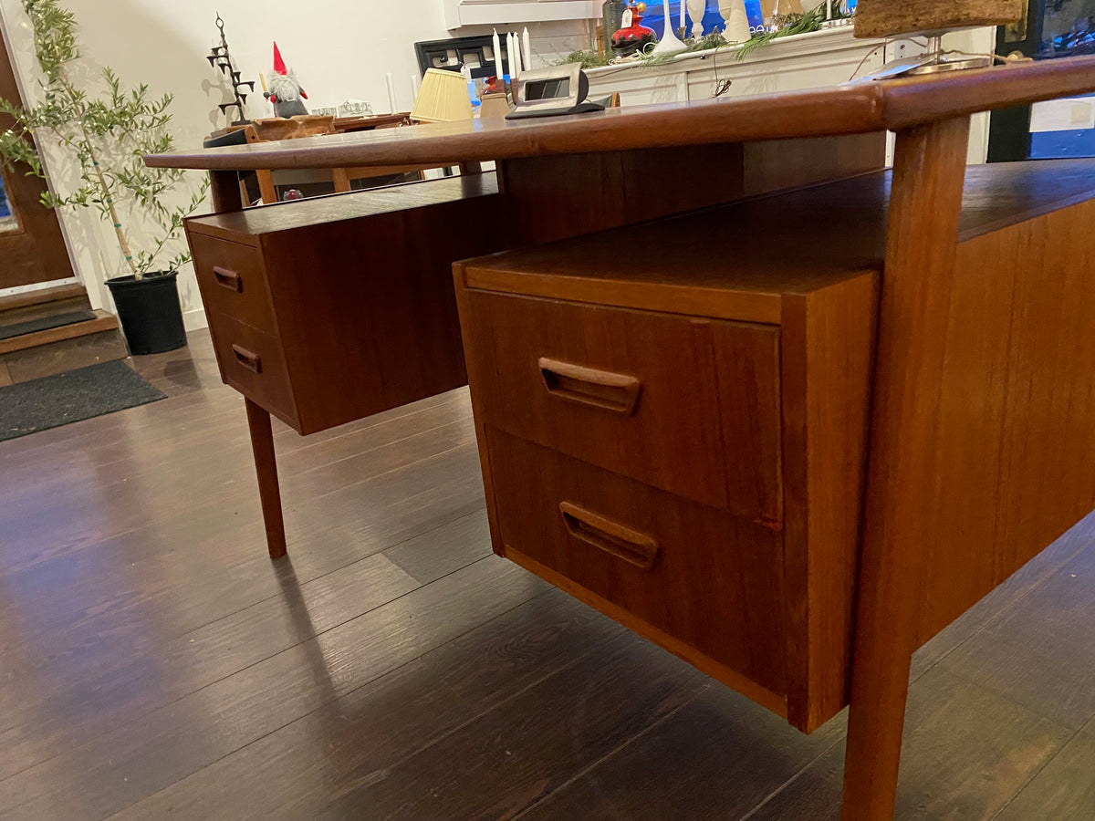 MCM Teak Executive Desk with Floating Top – Cook Street Vintage