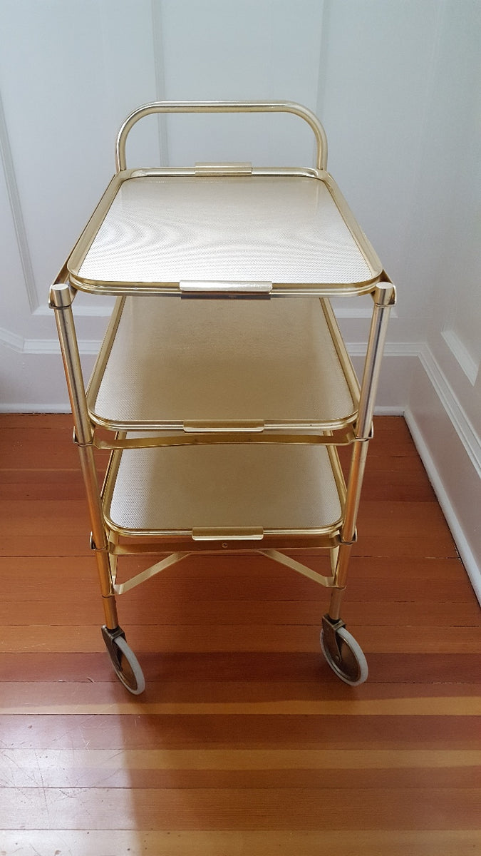Midcentury Three Level Folding Gold Tea Trolley – Cook Street Vintage