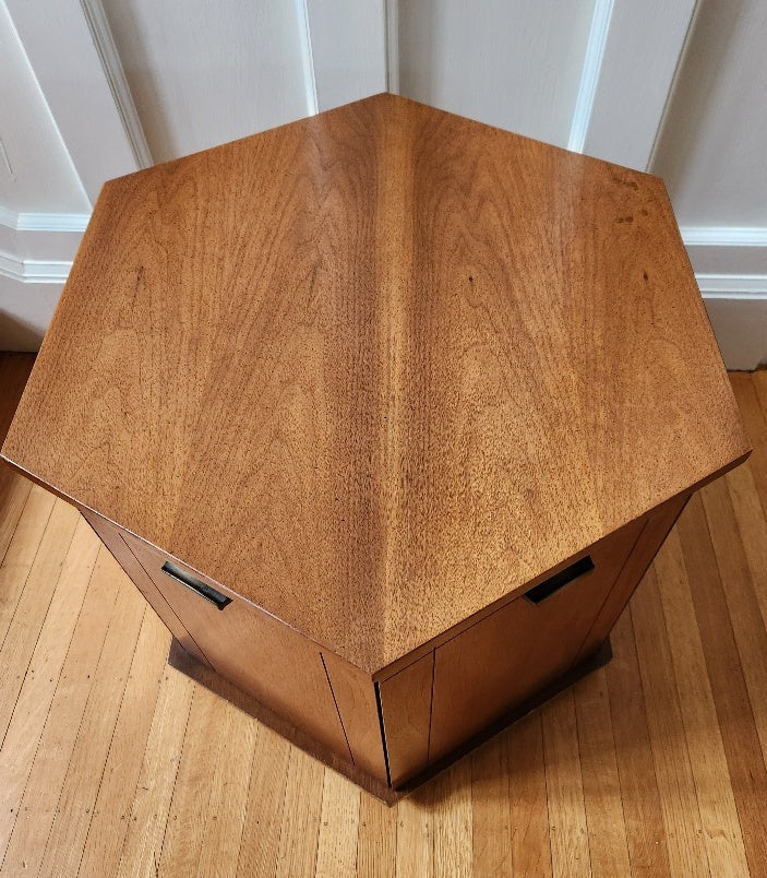 Hexagonal Walnut End Table – Cook Street Vintage