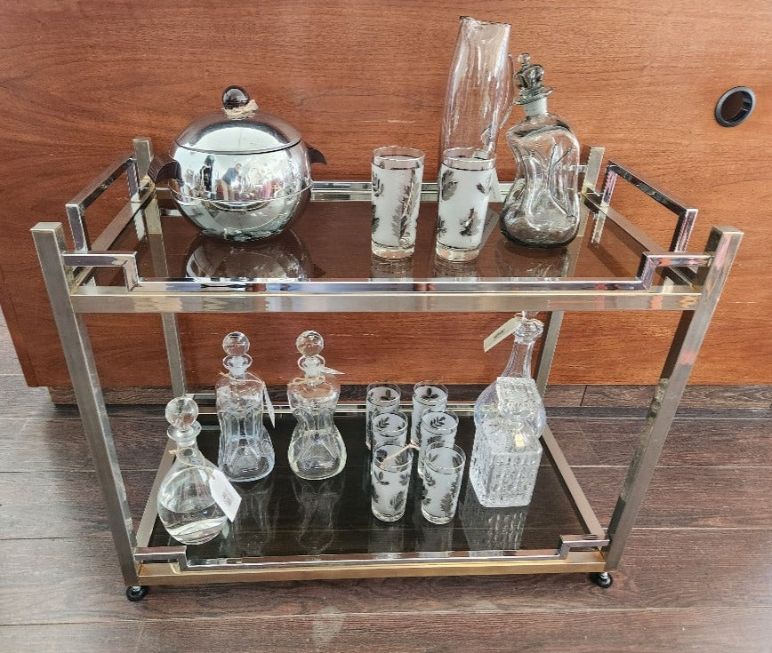 Chrome and Smoked Glass Serving Table – Cook Street Vintage