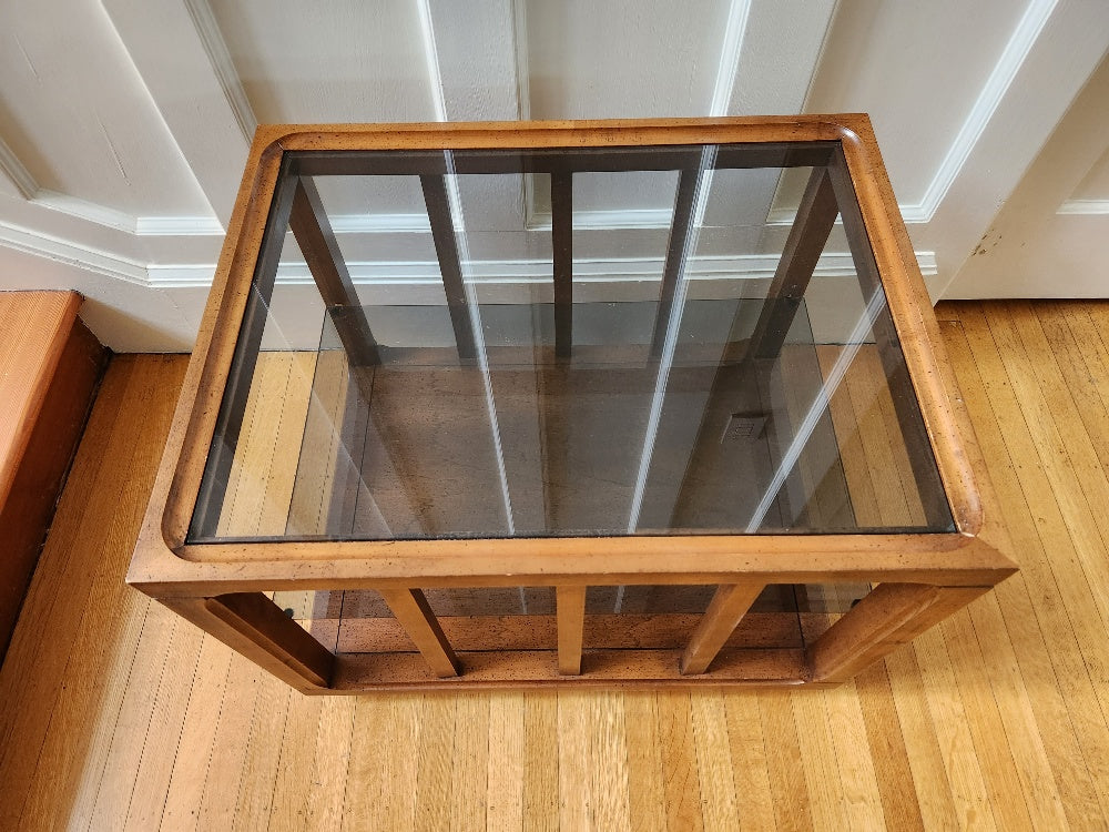 Rectangle Walnut and Smoked Glass End Table – Cook Street Vintage