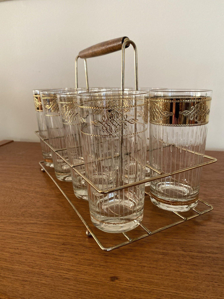 MCM Glasses with Gold Detail and Caddy – Cook Street Vintage