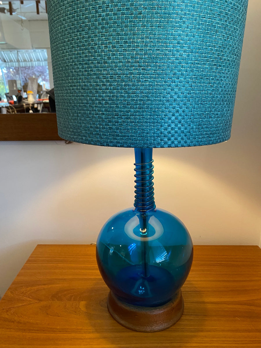 Hand Blown Blue Glass Lamp- Attributed to Blenko – Cook Street Vintage