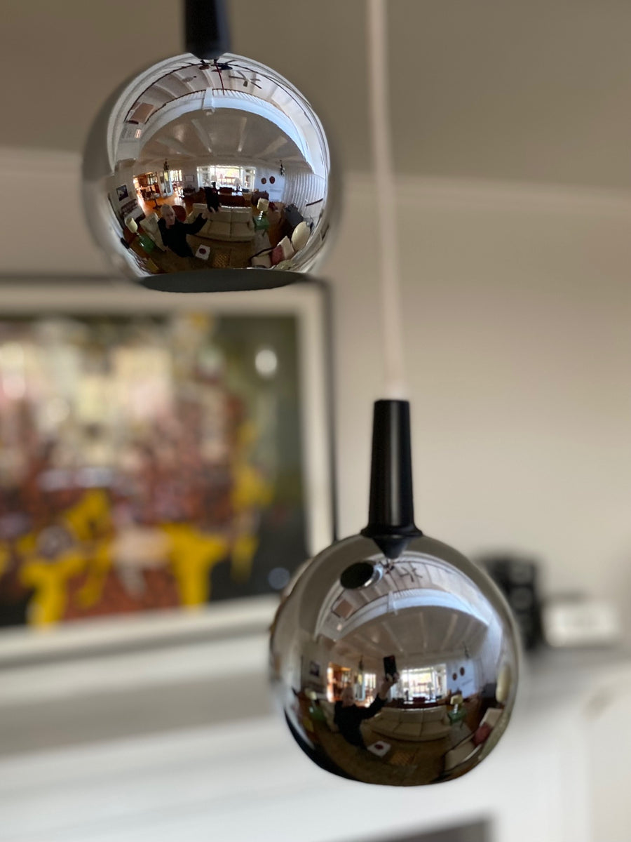 Chrome Modern Two Pendant Mirror Light Fixture – Cook Street Vintage