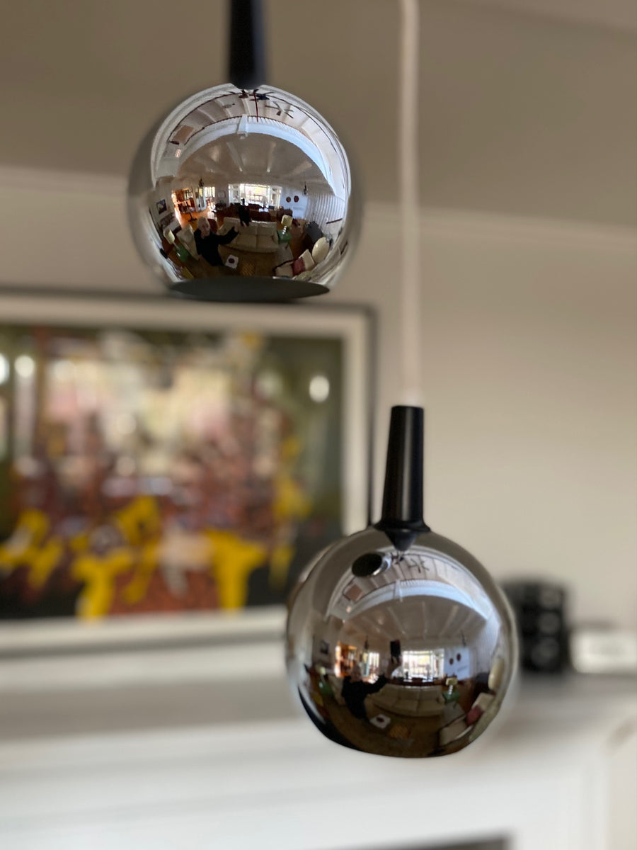 Chrome Modern Two Pendant Mirror Light Fixture – Cook Street Vintage