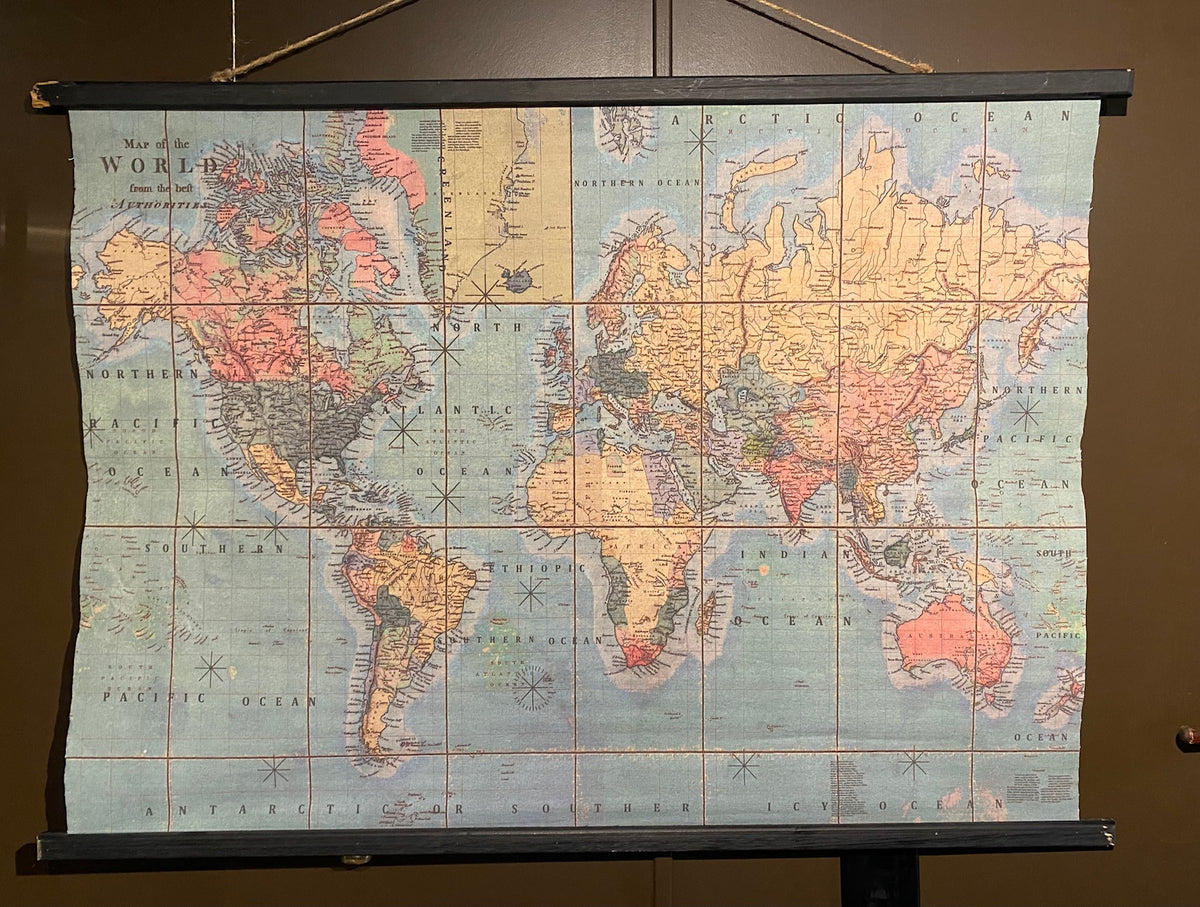 Vintage Fabric Map of the World – Cook Street Vintage