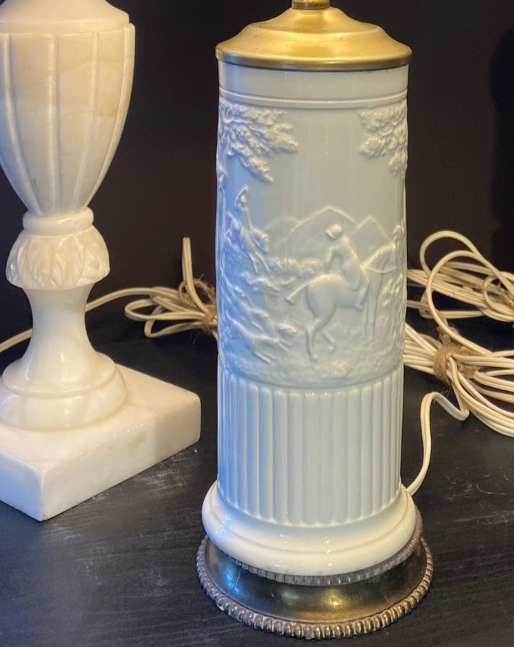 White China Hunting Scene Lamp – Cook Street Vintage