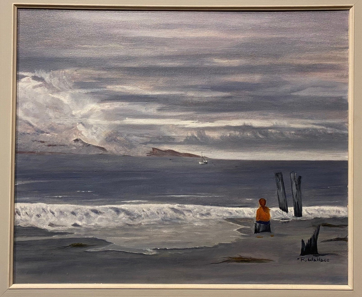 Oil on Canvas Beach Scene signed "R Wallace" – Cook Street Vintage